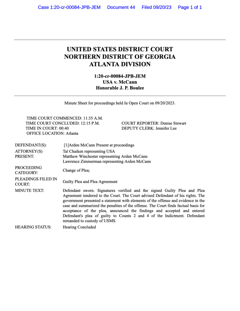 Plea Agreement, USA v Arden McCann – Partnership for Safe Medicines